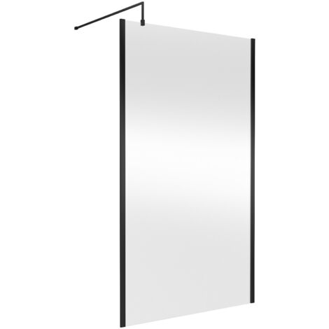 Hudson Reed 1200mm Outer Frame Wetroom Screen with Matt Black Support Bar - WRSOBP12