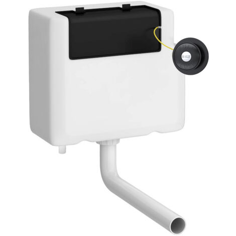 Nuie Concealed Cistern and Matt Black Traditional Round Dual Flush Push ...