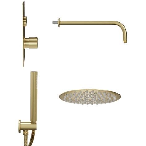 Colore Brushed Brass Concealed Push Button Shower Valve Including Round ...