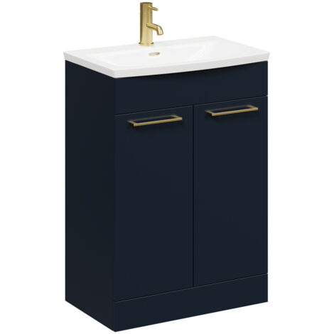 Napoli Deep Blue 600mm Floor Standing Vanity Unit with 1 Tap Hole ...