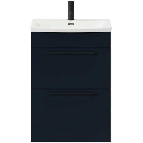 Napoli Deep Blue 600mm Floor Standing Vanity Unit with 1 Tap Hole ...