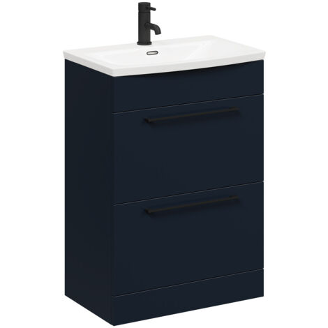 Napoli Deep Blue 600mm Floor Standing Vanity Unit with 1 Tap Hole ...