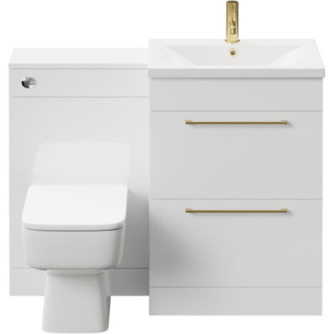 Napoli Gloss White 1100mm Vanity Unit Toilet Suite with 1 Tap Hole ...