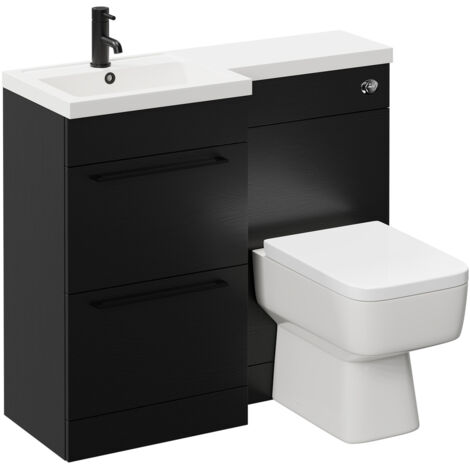 Napoli Combination Nero Oak 1000mm Vanity Unit Toilet Suite with Left ...