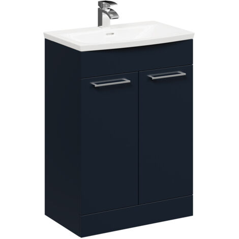 Napoli Deep Blue 600mm Floor Standing Vanity Unit with 1 Tap Hole ...