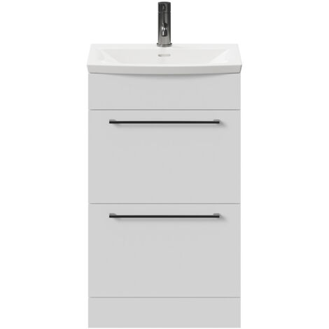 Napoli Gloss White 500mm Floor Standing Vanity Unit with 1 Tap Hole ...