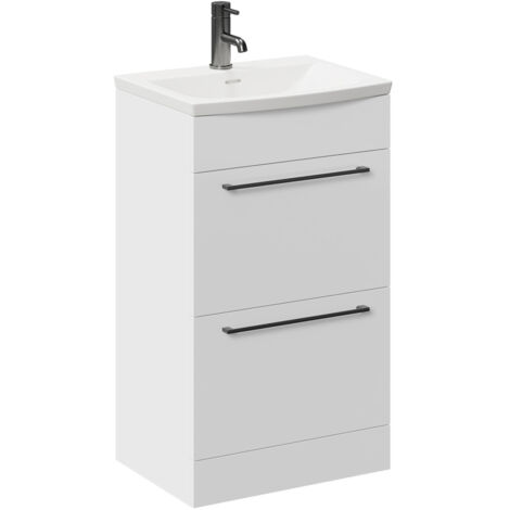 Napoli Gloss White 500mm Floor Standing Vanity Unit with 1 Tap Hole ...