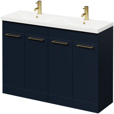 Napoli Deep Blue 1200mm Floor Standing Vanity Unit with Ceramic Double ...