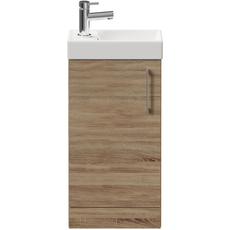 Napoli Compact Bordalino Oak 400mm Floor Standing Vanity Unit with 1 ...
