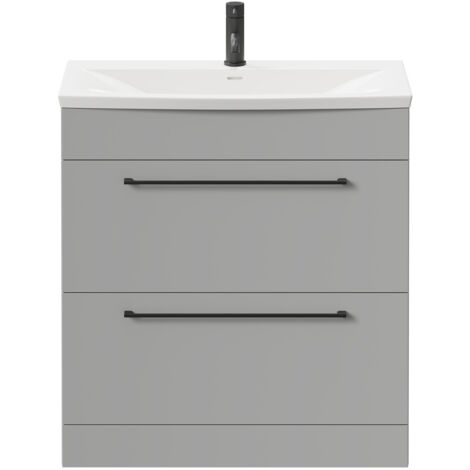 Napoli Gloss Grey Pearl 800mm Floor Standing Vanity Unit with 1 Tap ...