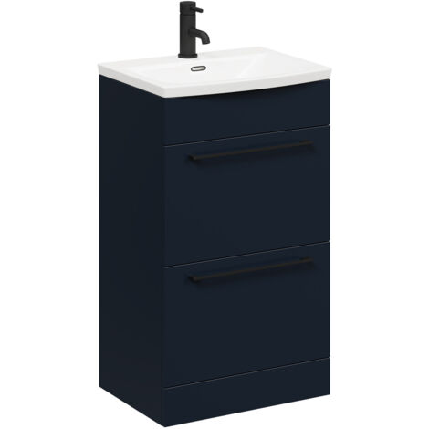 Napoli Deep Blue 500mm Floor Standing Vanity Unit with 1 Tap Hole ...