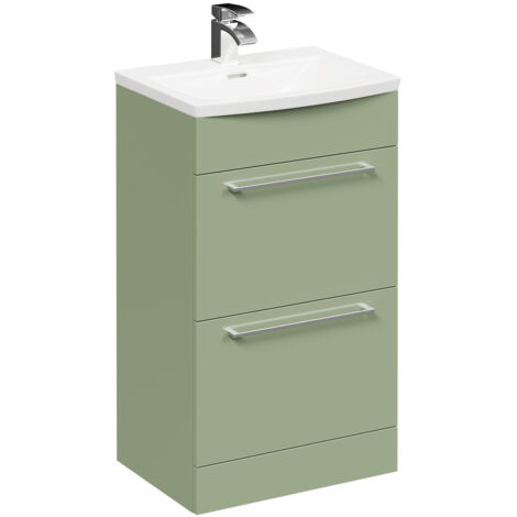 Napoli Olive Green 500mm Floor Standing Vanity Unit with 1 Tap Hole ...