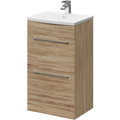 Napoli Bordalino Oak 500mm Floor Standing Vanity Unit with 1 Tap Hole ...