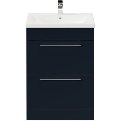 Napoli Deep Blue 600mm Floor Standing Vanity Unit with 1 Tap Hole Basin ...