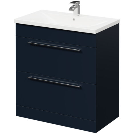 Napoli Deep Blue 800mm Floor Standing Vanity Unit with 1 Tap Hole Basin ...