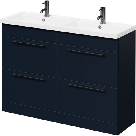 Napoli Deep Blue 1200mm Floor Standing Vanity Unit with Polymarble ...