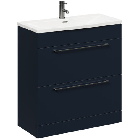 Napoli Deep Blue 800mm Floor Standing Vanity Unit with 1 Tap Hole ...