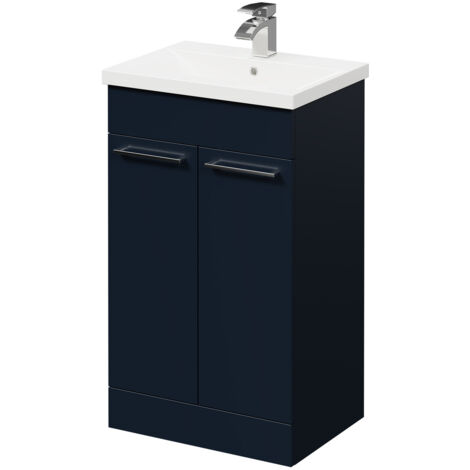 Napoli Deep Blue 500mm Floor Standing Vanity Unit with 1 Tap Hole Basin ...