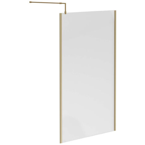 Colore 8mm Clear Glass Brushed Brass 1850mm x 1200mm Walk In Shower ...