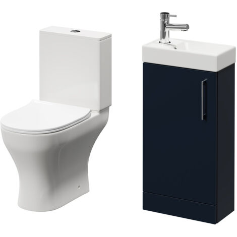 Napoli Compact Deep Blue 400mm Cloakroom Vanity Unit and Toilet Suite ...