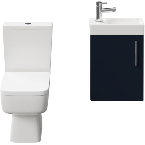 Napoli Compact Deep Blue 400mm Cloakroom Vanity Unit and Toilet Suite ...