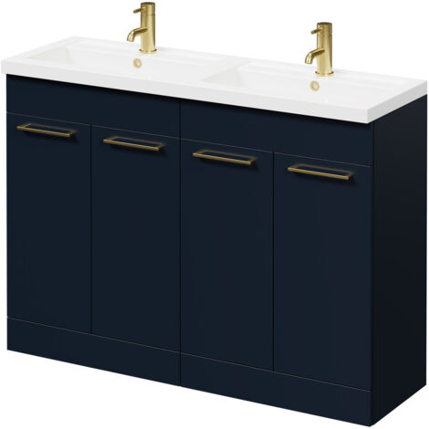 Napoli Deep Blue 1200mm Floor Standing Vanity Unit with Polymarble ...