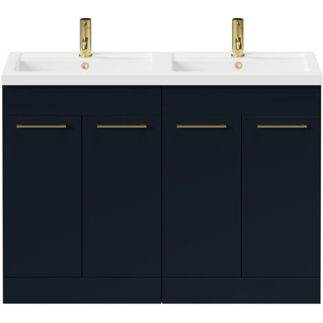 Napoli Deep Blue 1200mm Floor Standing Vanity Unit with Polymarble ...