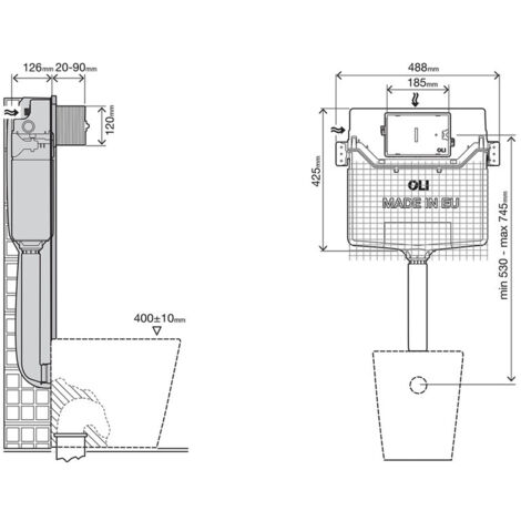 OLI 120 Plus Mechanical Mid Height Concealed Cistern and Basal Black ...