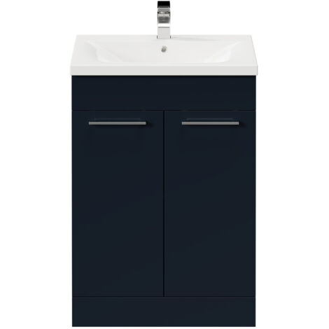 Napoli Deep Blue 600mm Floor Standing Vanity Unit with 1 Tap Hole Basin ...