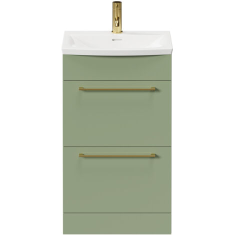 Napoli Olive Green 500mm Floor Standing Vanity Unit with 1 Tap Hole ...