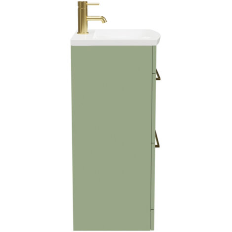 Napoli Olive Green 500mm Floor Standing Vanity Unit with 1 Tap Hole ...
