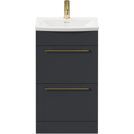 Napoli Gloss Grey 500mm Floor Standing Vanity Unit with 1 Tap Hole ...