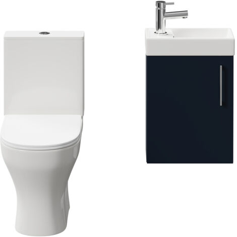 Napoli Compact Deep Blue 400mm Cloakroom Vanity Unit and Toilet Suite ...