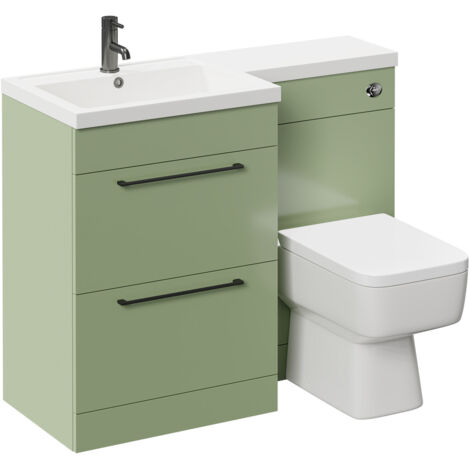 Napoli Combination Olive Green 1100mm Vanity Unit Toilet Suite with ...