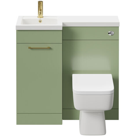 Napoli Combination Olive Green 900mm Vanity Unit Toilet Suite with Left ...