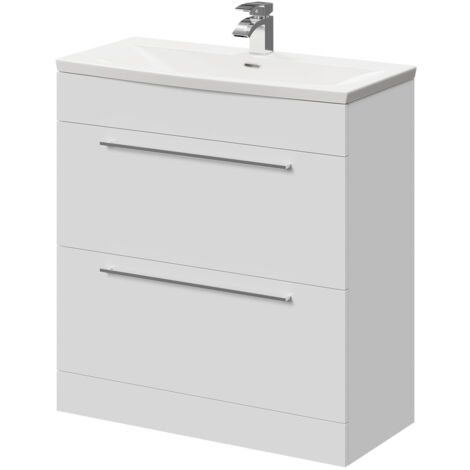 Napoli Gloss White 800mm Floor Standing Vanity Unit with 1 Tap Hole ...