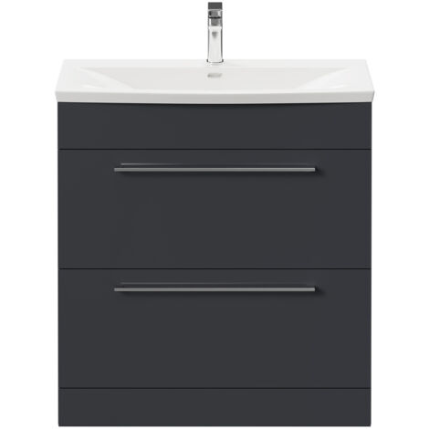 Napoli Gloss Grey 800mm Floor Standing Vanity Unit with 1 Tap Hole ...