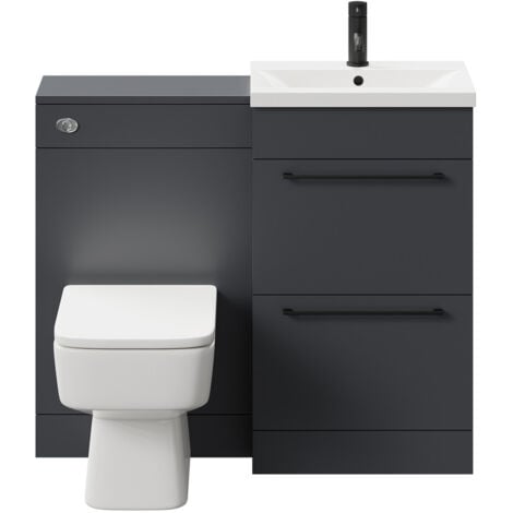 Napoli Gloss Grey 1000mm Vanity Unit with 1 Tap Hole Basin and 2 ...