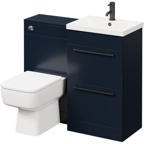 Napoli Deep Blue 1000mm Vanity Unit Toilet Suite with 1 Tap Hole Basin ...