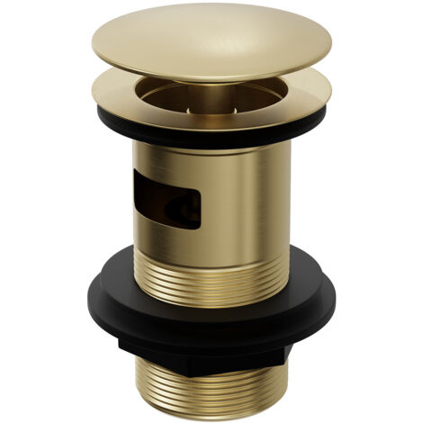 Colore Round Brushed Brass Moon Cap Slotted Click Clack Basin Waste
