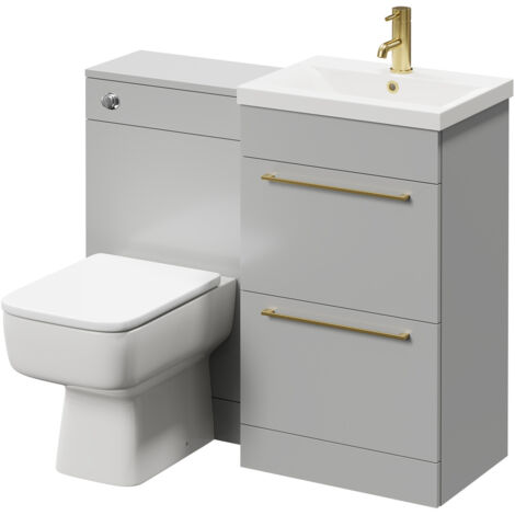 Napoli Gloss Grey Pearl 1000mm Vanity Unit Toilet Suite with 1 Tap Hole ...