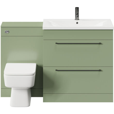 Napoli Olive Green 1300mm Vanity Unit Toilet Suite with 1 Tap Hole ...