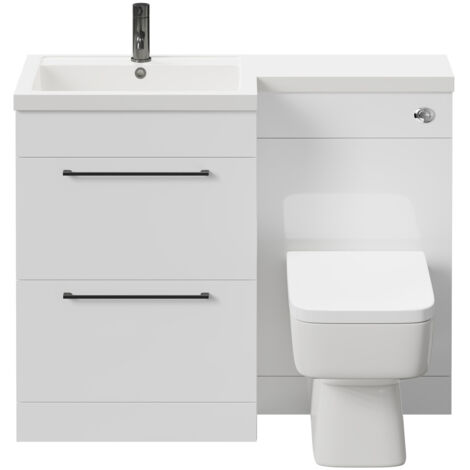 Napoli Combination Gloss White 1100mm Vanity Unit Toilet Suite with ...