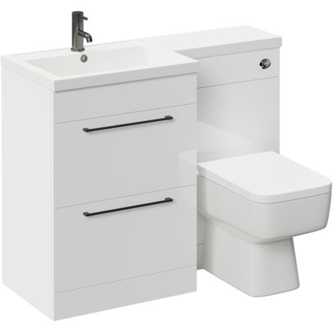 Napoli Combination Gloss White 1100mm Vanity Unit Toilet Suite with ...