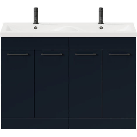 Napoli Deep Blue 1200mm Floor Standing Vanity Unit with Ceramic Double ...