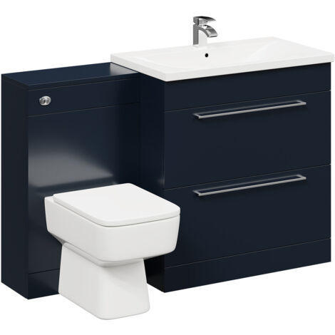 Napoli Deep Blue 1300mm Vanity Unit Toilet Suite with 1 Tap Hole Basin ...