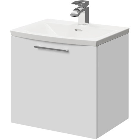 Napoli Gloss White 500mm Wall Mounted Vanity Unit with 1 Tap Hole ...