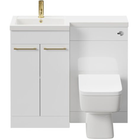 Napoli Combination Gloss White 1000mm Vanity Unit Toilet Suite with ...
