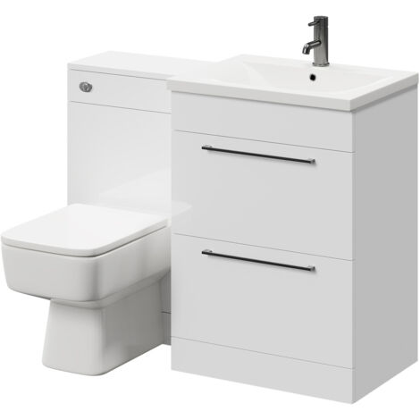 Napoli Gloss White 1100mm Vanity Unit Toilet Suite with 1 Tap Hole ...