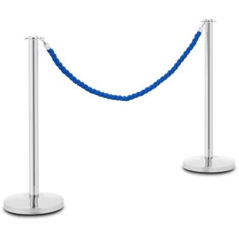 Barrier post with cord Barrier stand silver-coloured 1.5 m